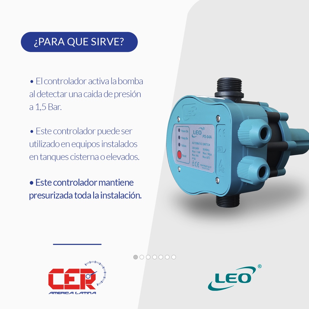 CONTROL AUTOMÁTICO DE BOMBAS MODELO PS-04A 1.5HP 220V-50HZ | Presostato